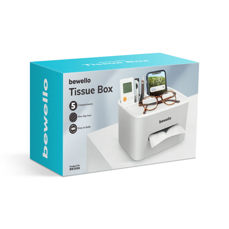 Bewello - Suport-dozator pentru batiste şi şerveţele de hârtie - alb ...