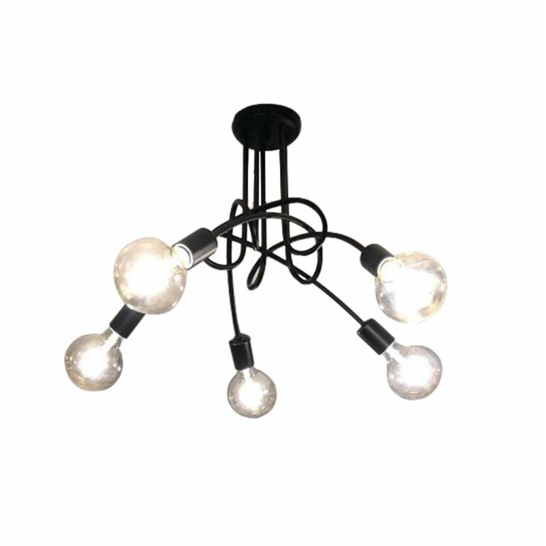 Lustra pe cablu cu 6 becuri E27, design modern, neagra