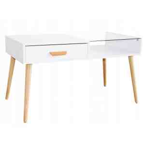 Masa consola cu raft, blat sticla, PAL, lemn masiv de pin, 100x52x55 cm ...